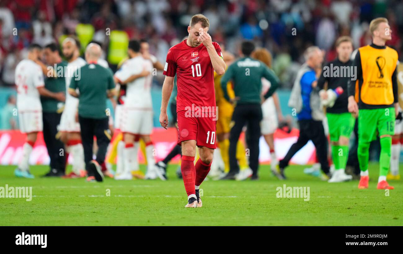 Denmark's Christian Eriksen walks off the pitch after the World Cup ...