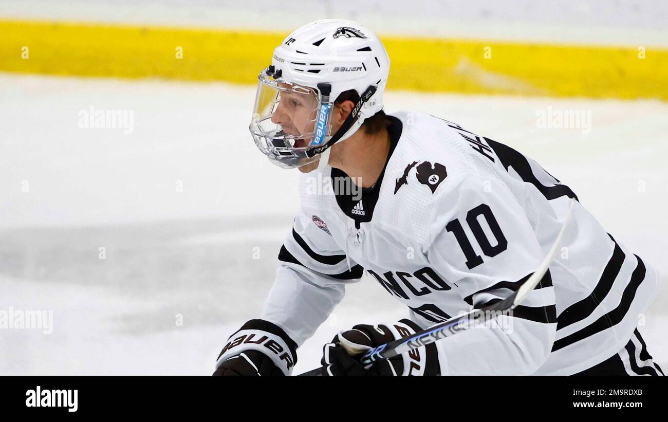 Western Michigan's Chad Hillebrand plays during an NCAA hockey game on ...