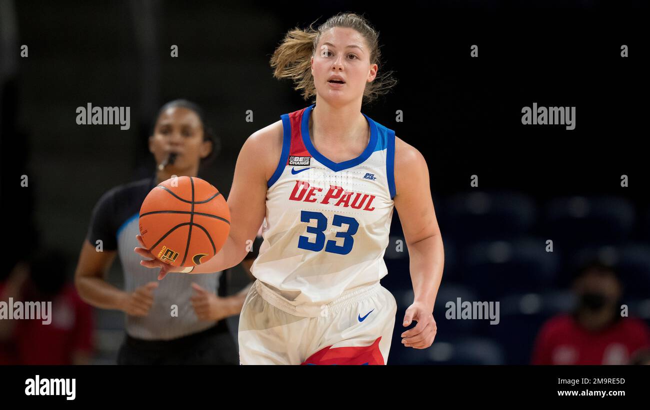 Jorie Allen of the DePaul University Blue Demons during an NCAA ...