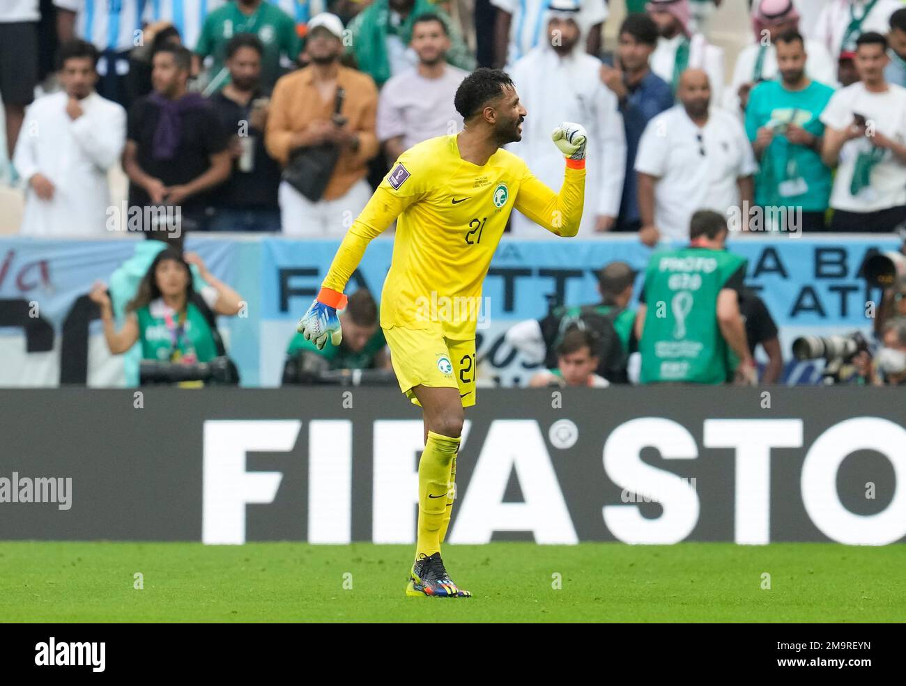 Saudi Arabia's goalkeeper Mohammed Al-Owais celebrates after the World ...