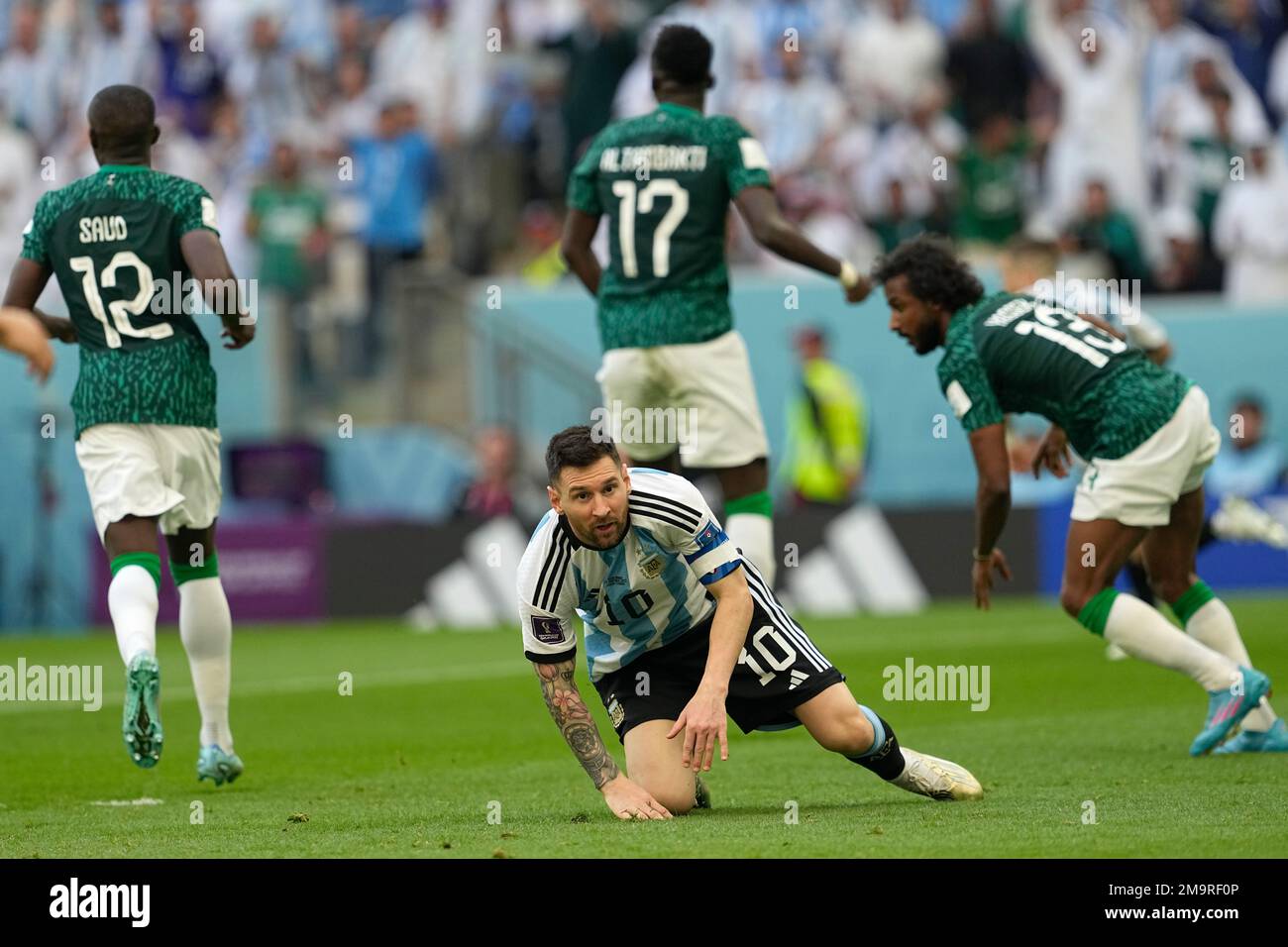 Argentina's Lionel Messi reacts after losing possession during the ...