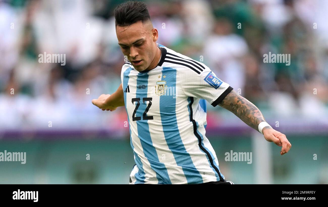 Argentina's Lautaro Martinez in action during the World Cup group C ...