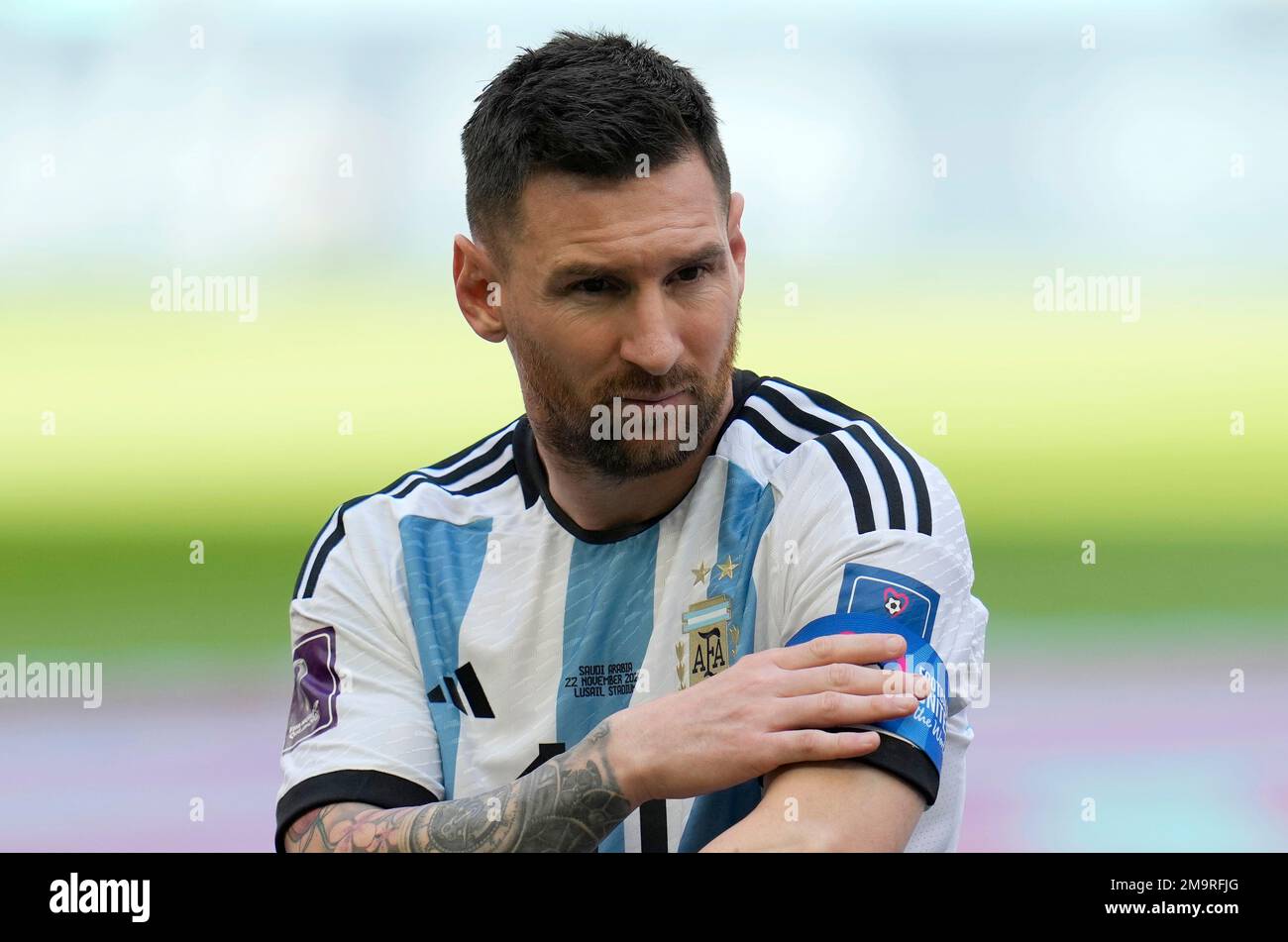Argentina's Lionel Messi wears armband ahead of the World Cup group C ...