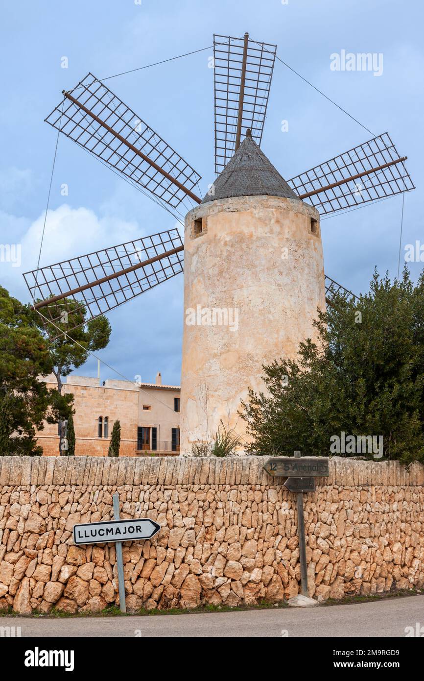 Windmill, cereal mill in Mallorca, Baleraric Islands, Spain, with ...