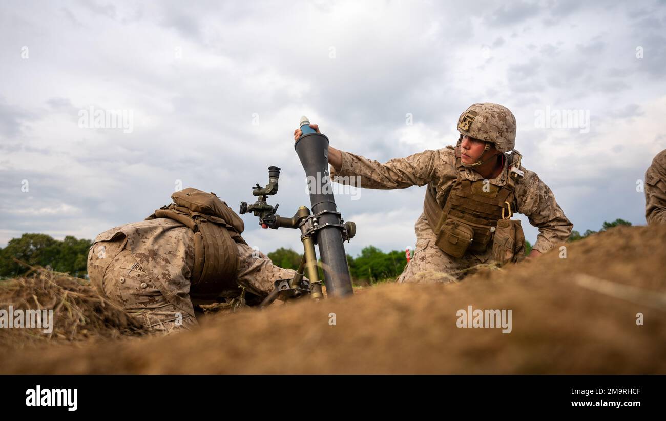U.S. Marine Corps Lance Cpl. Caleb Brown, a mortarman assigned to ...