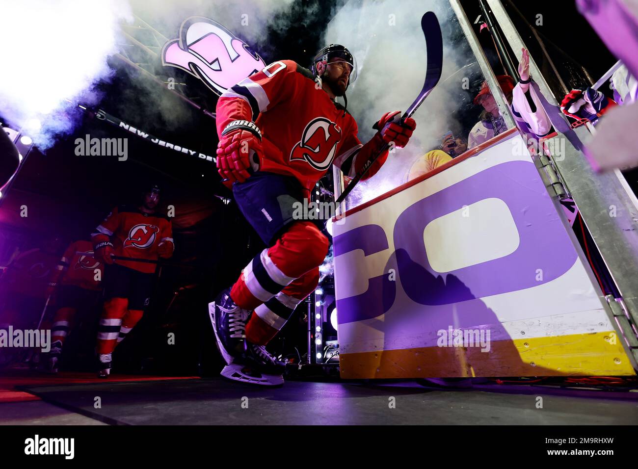 New Jersey Devils left wing Tomas Tatar (90) takes the ice to face the Edmonton Oilers in the ...