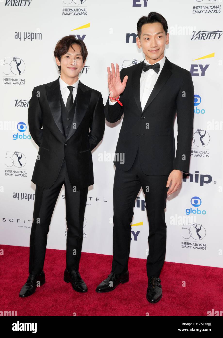 Yim Si-wan, left, and Jung Ji-hoon attend the 50th International Emmy ...