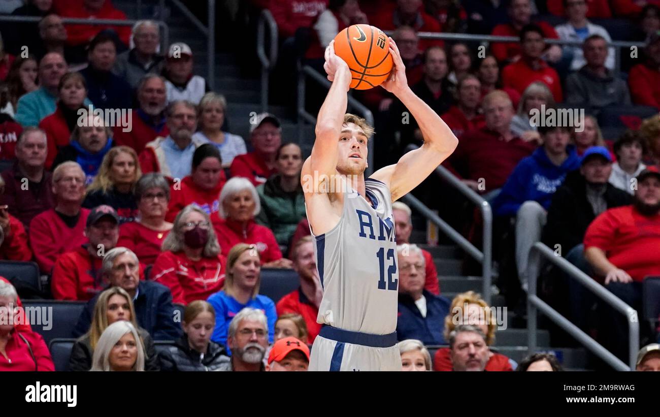 Robert Morris guard Jackson Last (12) attempts a 3-pointer during the ...