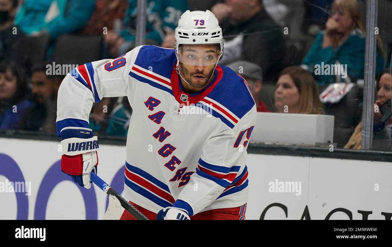 New York Rangers defenseman K'Andre Miller (79) during an NHL hockey ...