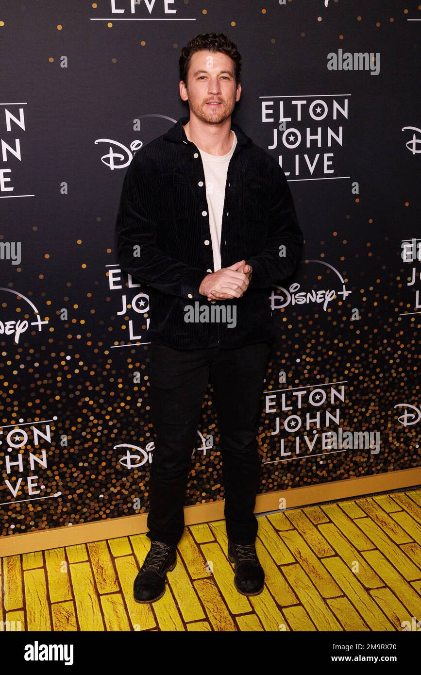 Miles Teller arrives at the Elton John's final North American show of ...