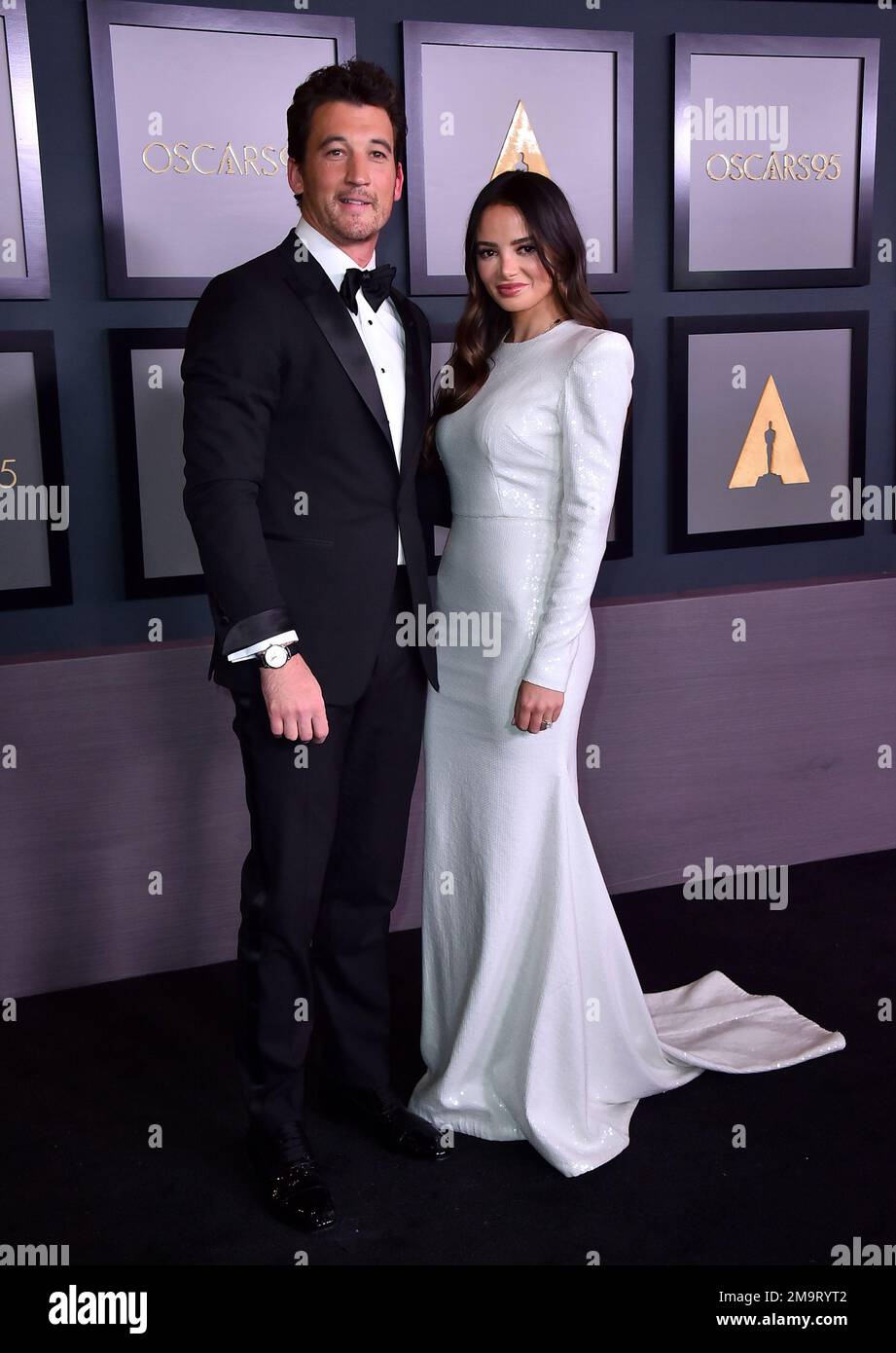 Miles Teller, left, and Keleigh Sperry arrive at the Governors Awards ...