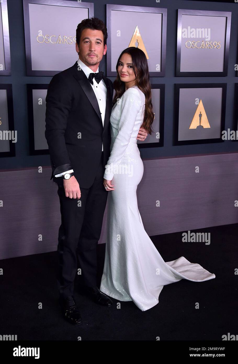 Miles Teller, left, and Keleigh Sperry arrive at the Governors Awards ...