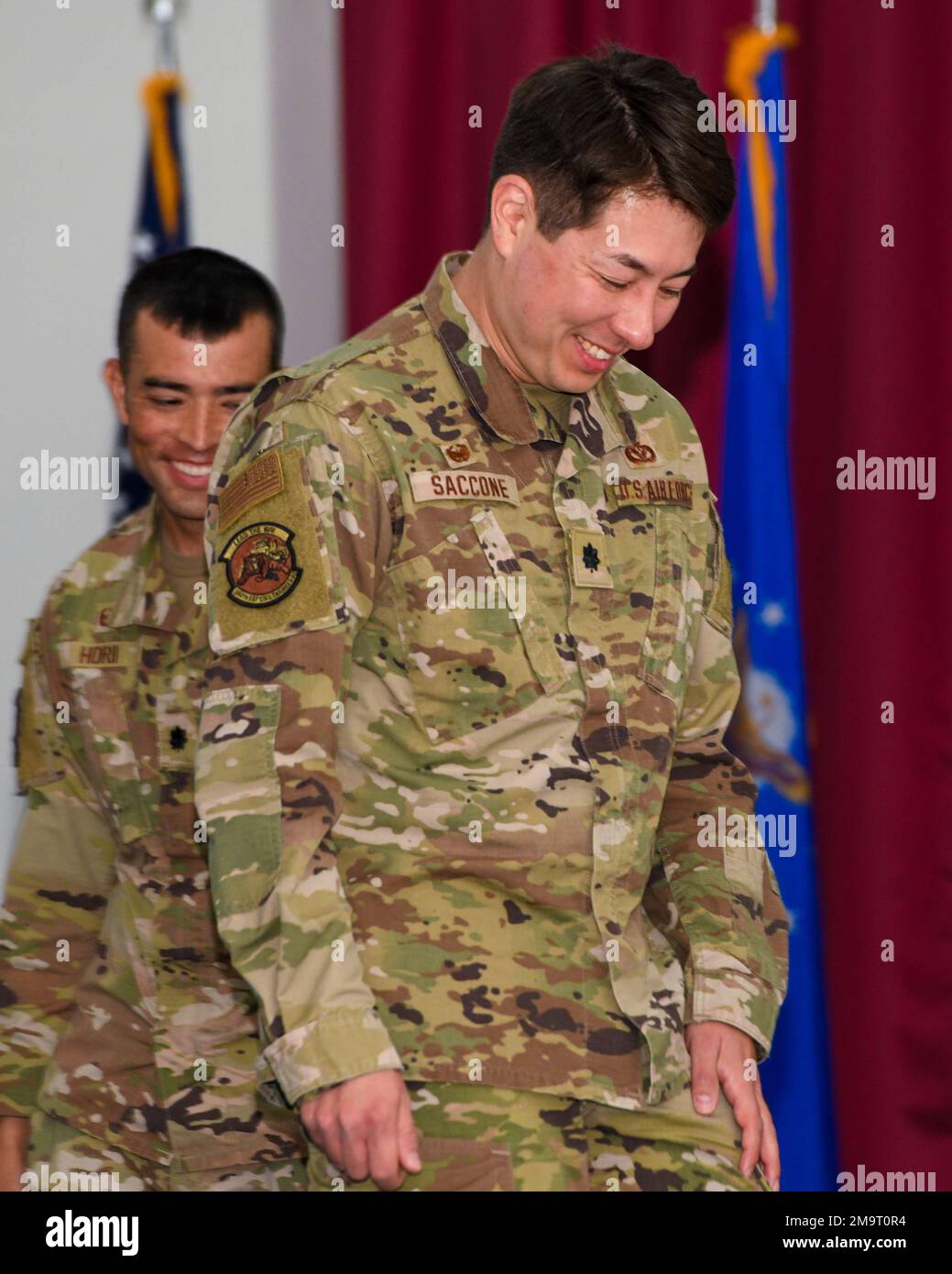 (From left) Lt. Col. Brandon Hori, the outgoing commander of the 380th Expeditionary Civil ...