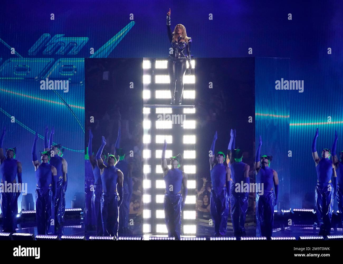 Bebe Rexha performs "I'm Good (Blue)" at the American Music Awards on ...