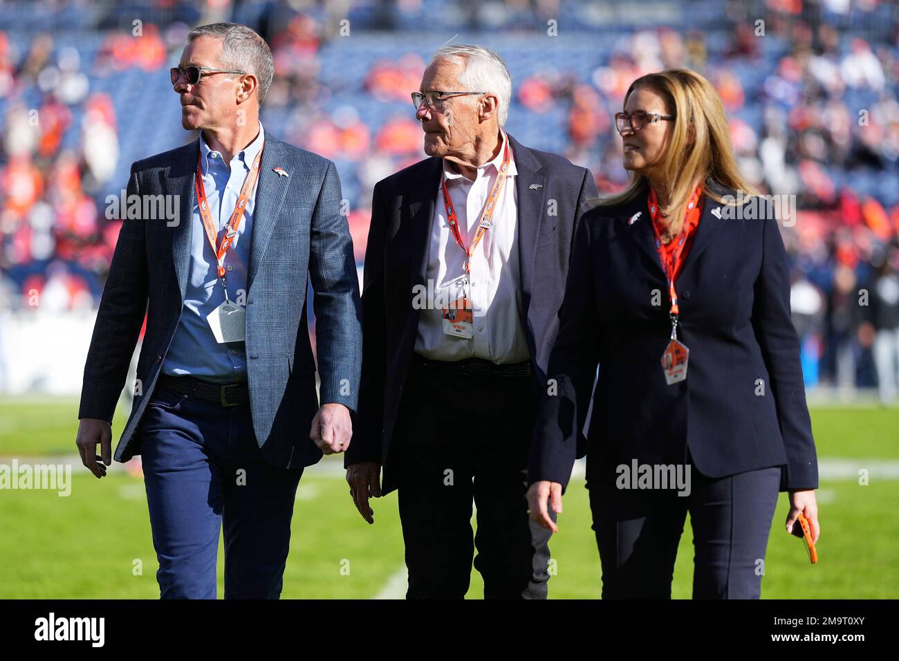 Denver Broncos owner and chief executive officer Greg Penner, from left ...