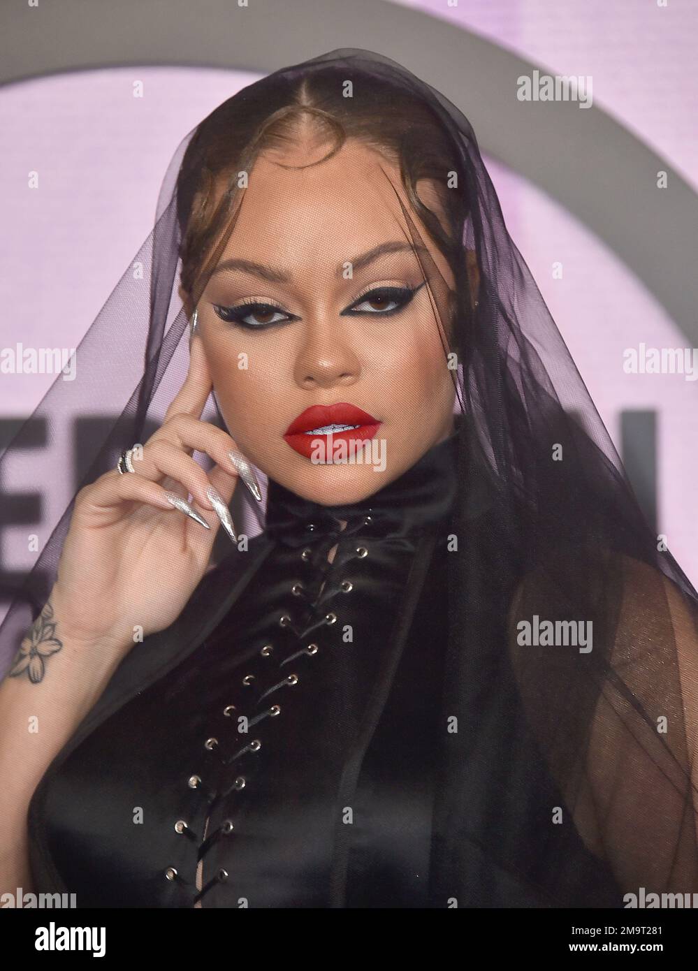 Latto arrives at the American Music Awards on Sunday, Nov. 20, 2022, at ...