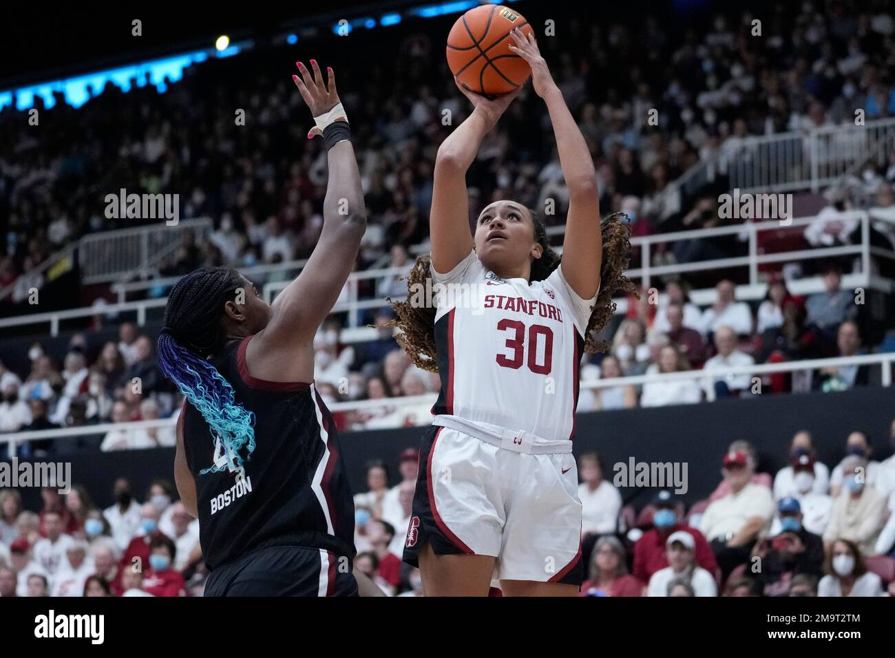 Stanford guard Haley Jones (30) shoots over South Carolina forward ...