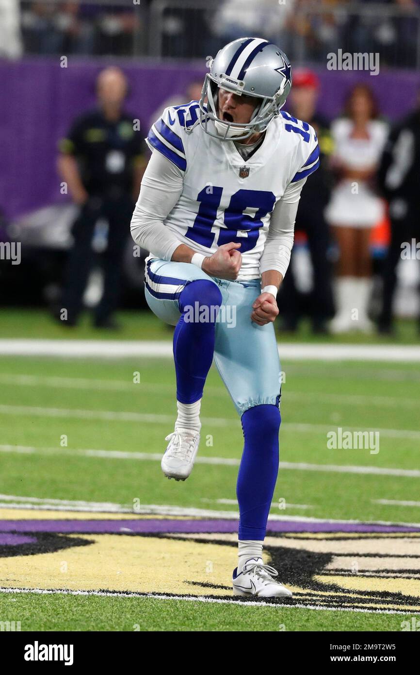 Dallas Cowboys place kicker Brett Maher celebrates after kicking a 60 ...