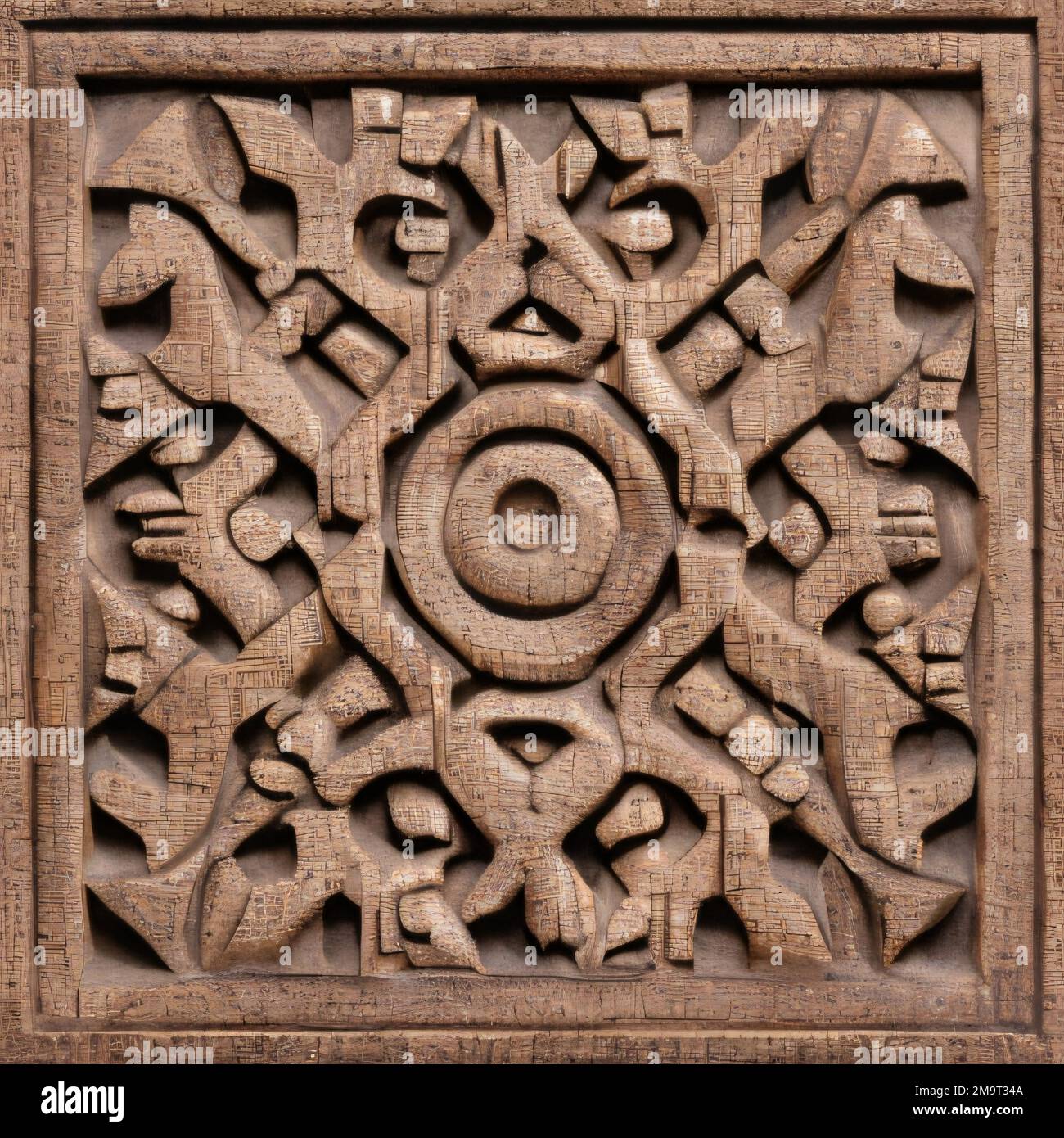 wood engraving panel with abstract motive Stock Photo - Alamy