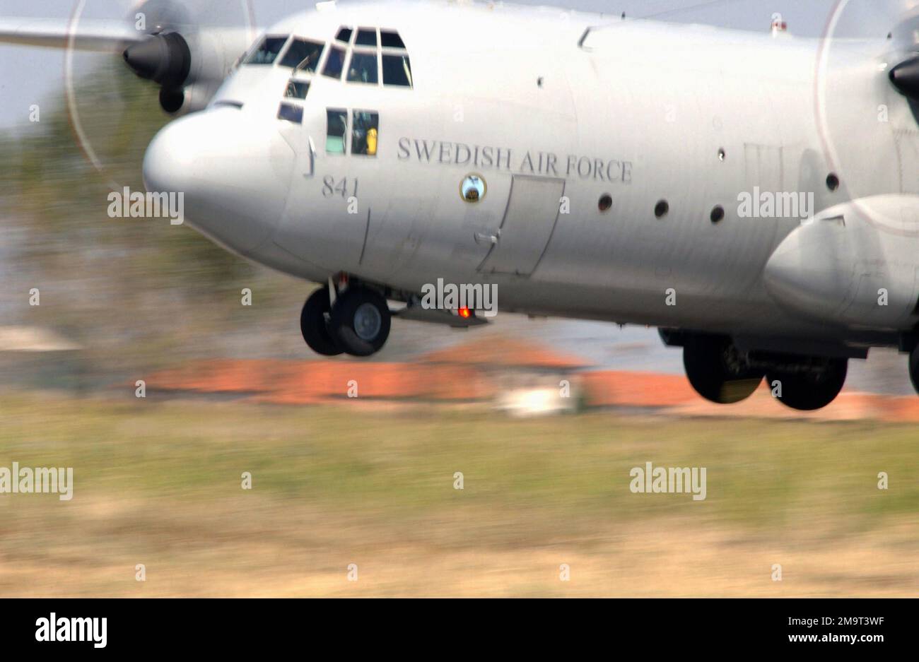 A Swedish Air Force C-130 Hercules aircraft lands at Graf Ignatievo Air ...
