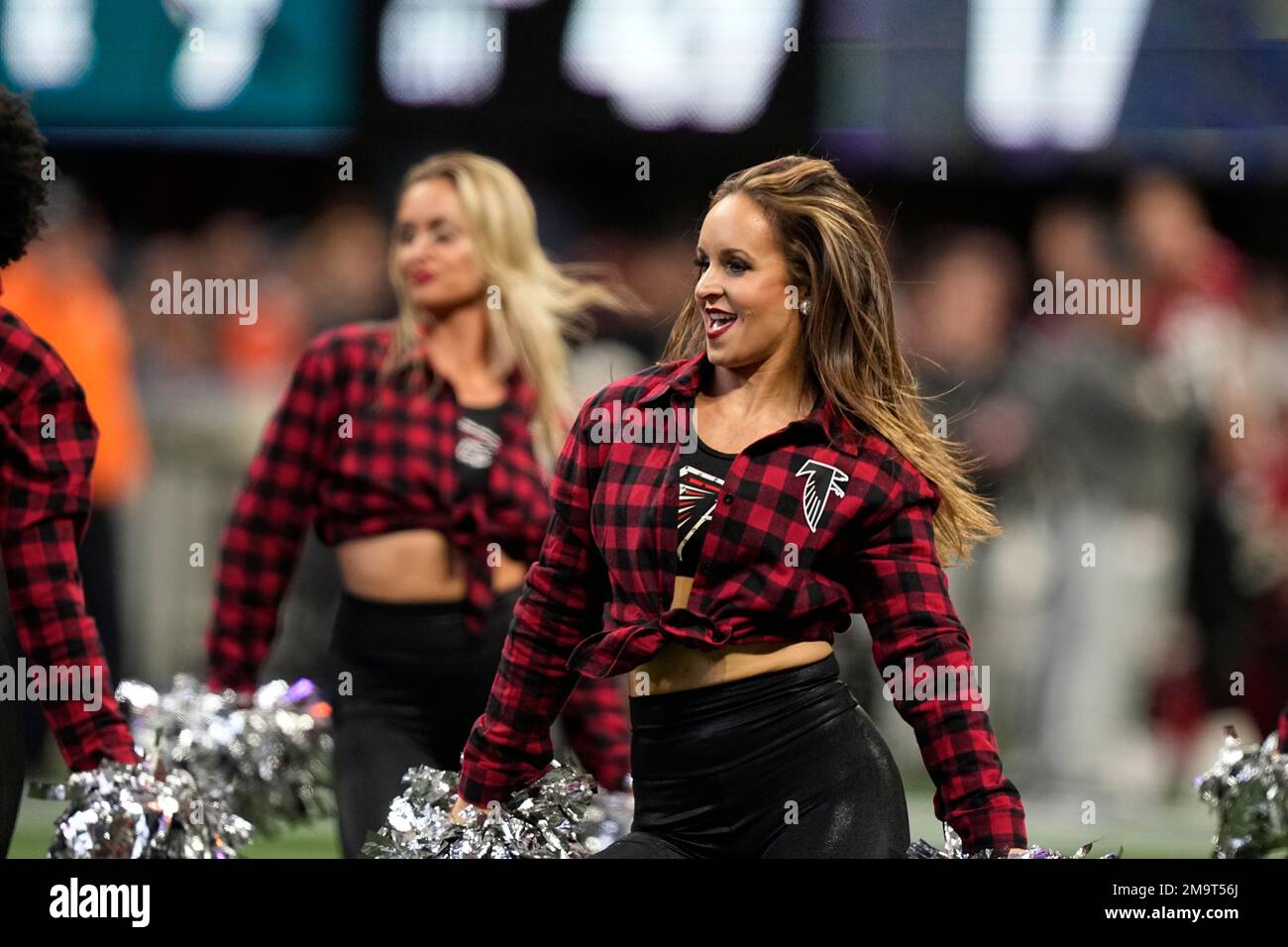 Atlanta Falcons cheerleaders perform during the first half of an NFL ...
