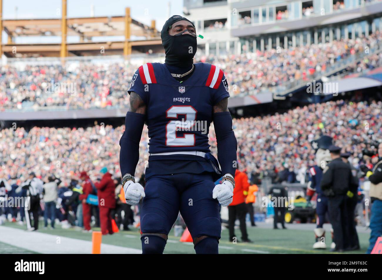 New England Patriots cornerback Jalen Mills (2) during the first half ...