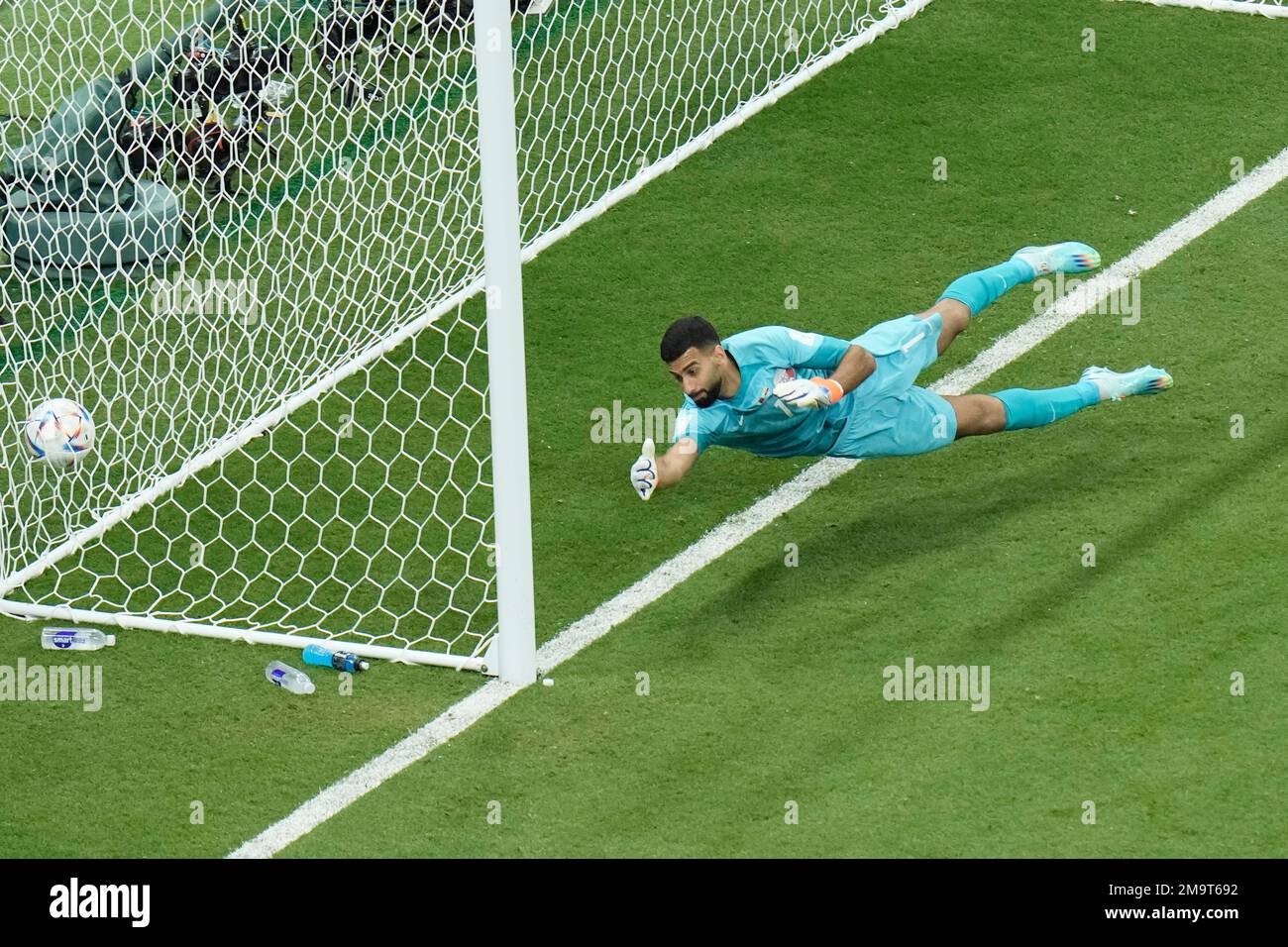 Qatar's goalkeeper Saad Al Sheeb misses second goal during the World ...