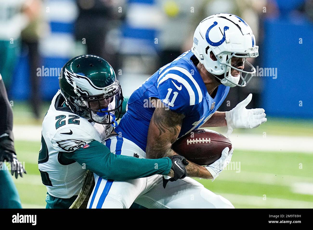 Philadelphia Eagles safety Marcus Epps (22) tackles Indianapolis Colts ...