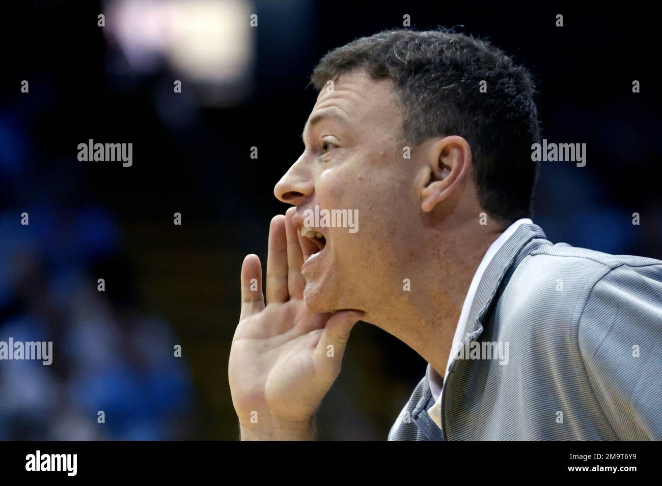 James Madison head coach Mark Byington yells instructions to the team ...