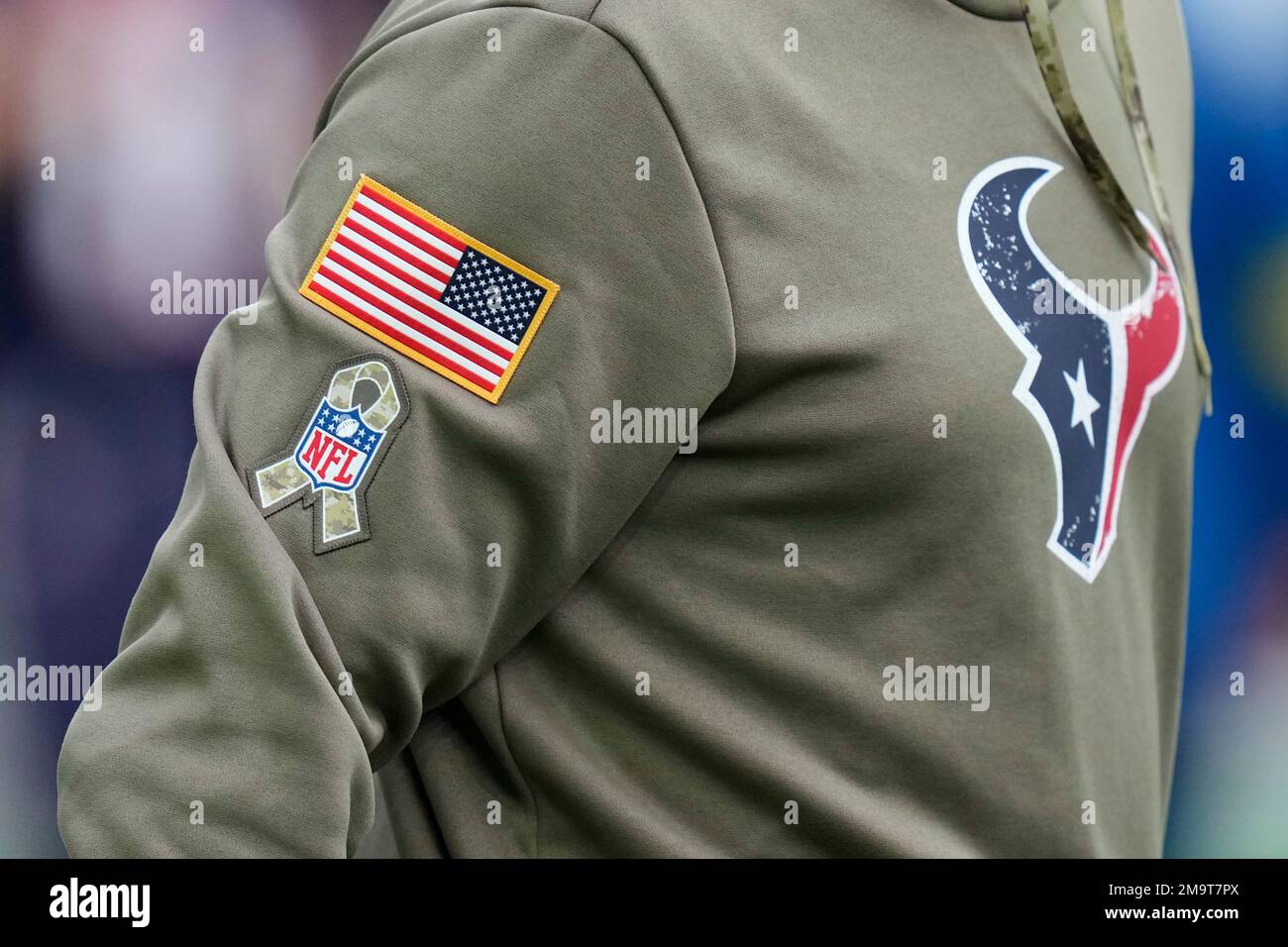 A Salute to Service logo is worn before an NFL football game between ...