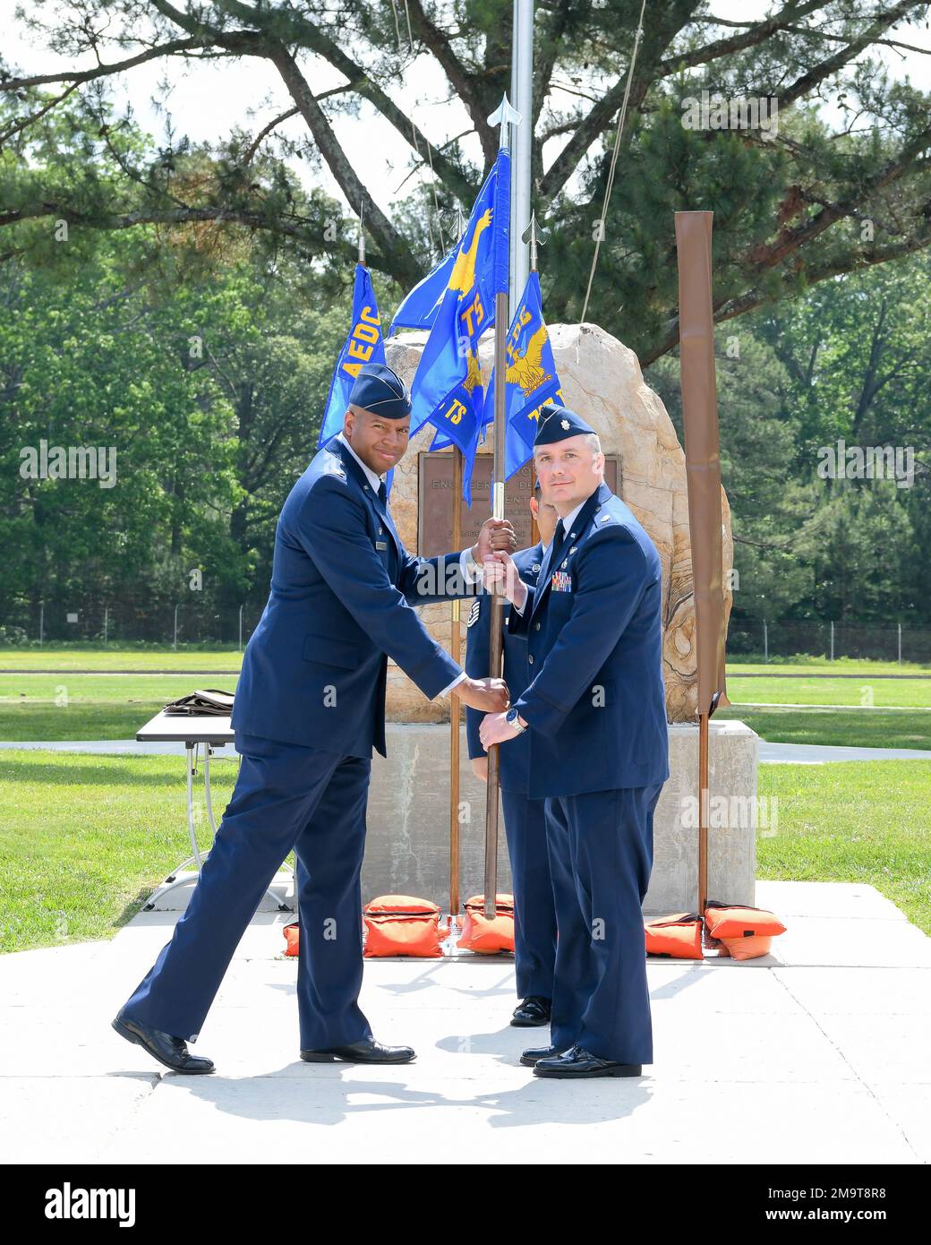 Col. Lincoln Bonner, left, commander, 804th Test Group, passes the ...