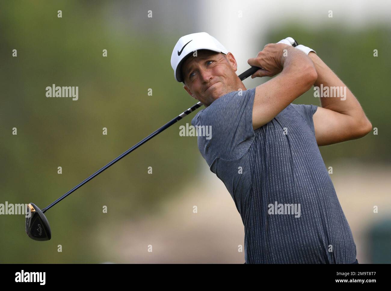 Alex Noren of Sweden tees off at the 18th hole during DP World Tour ...