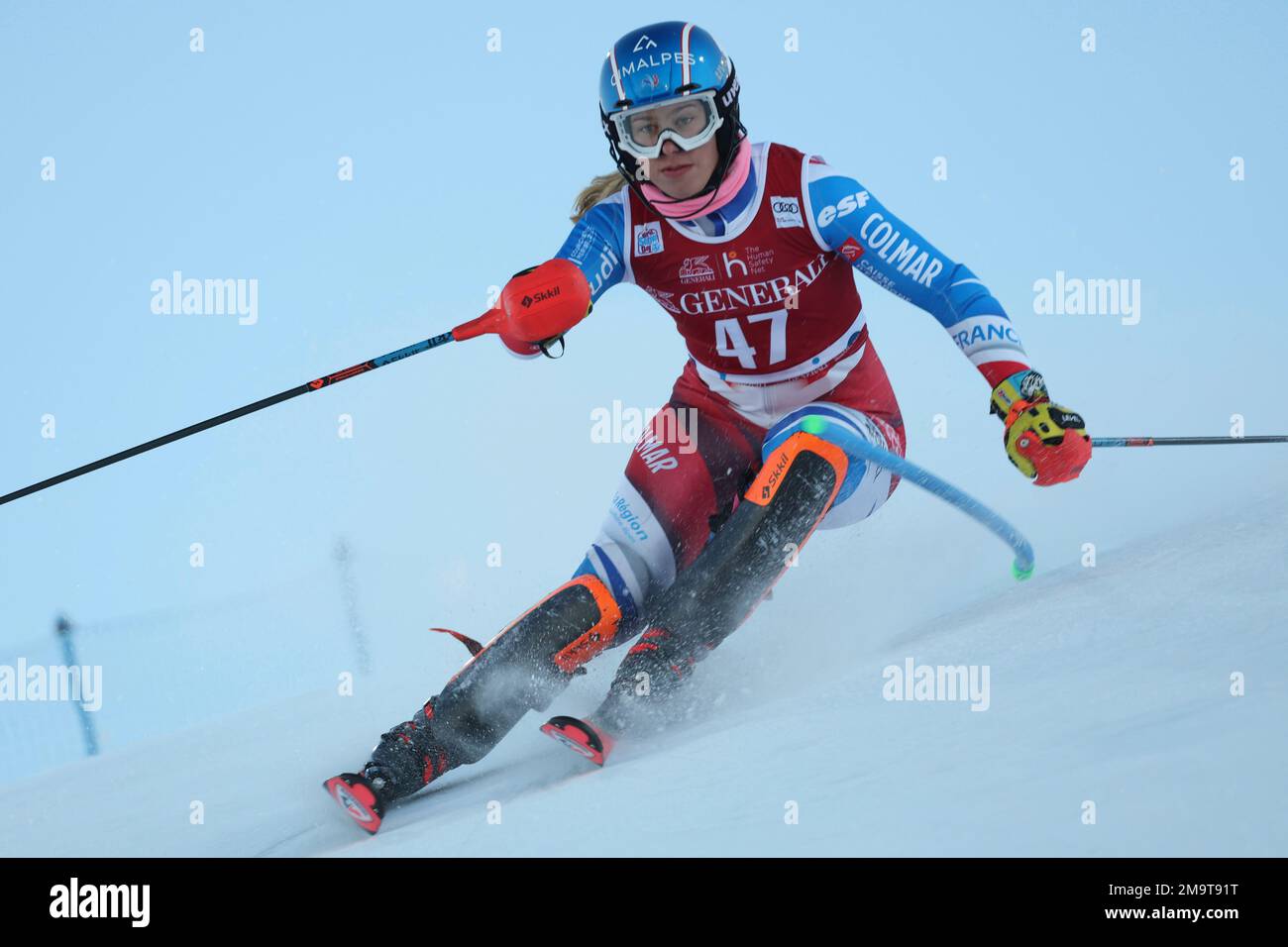 France's Marie Lamure speeds past a pole during an alpine ski, women's ...
