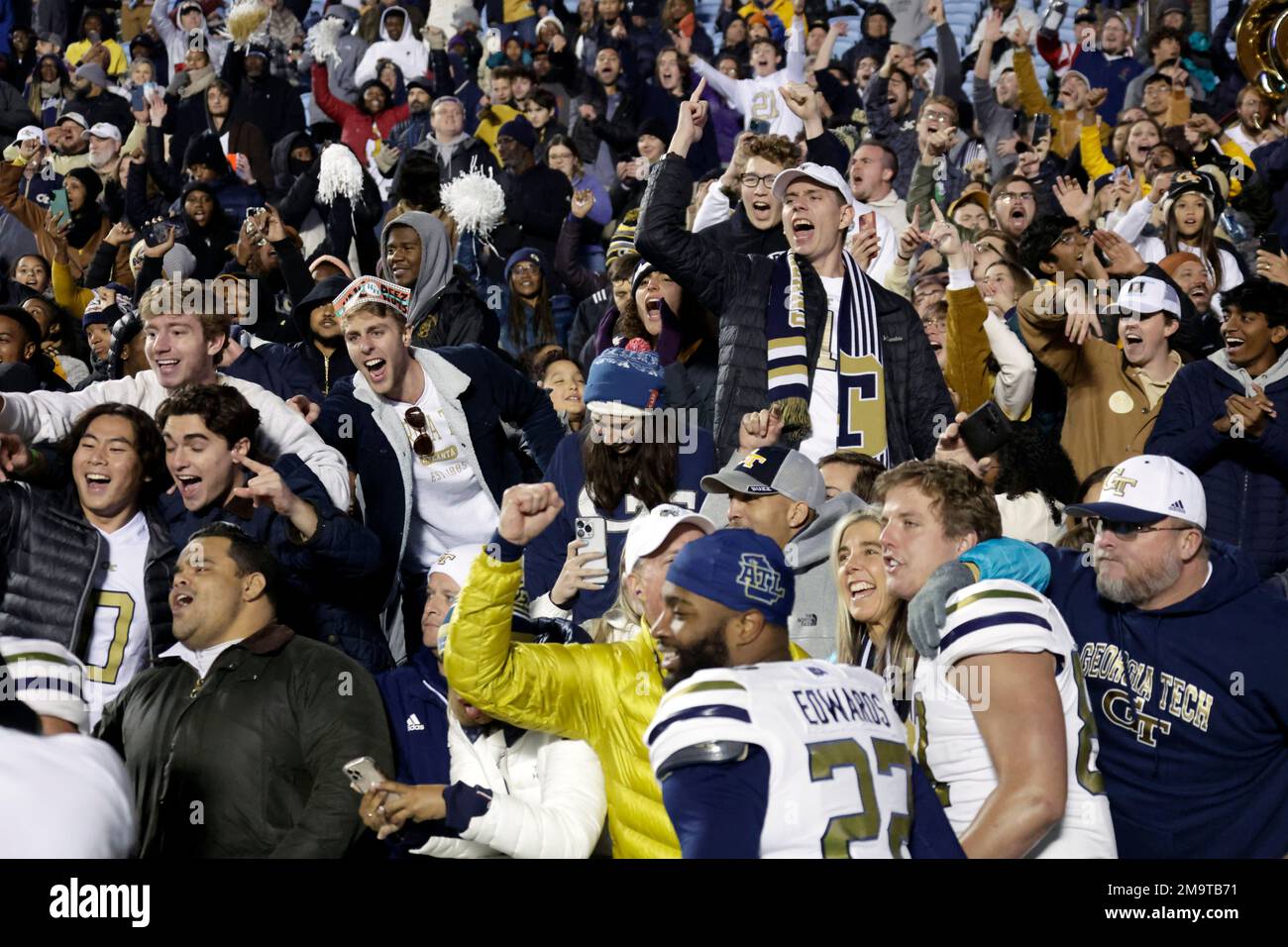 Georgia Tech players and fans celebrate after the team defeated North ... Georgia Tech players and fans celebrate after the team defeated North ...