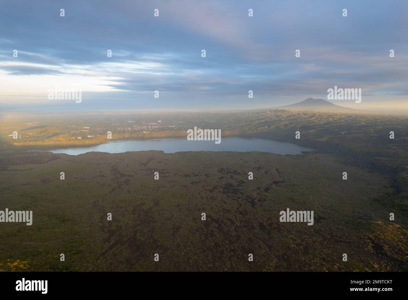 Nicaragua volcanic valley with Masaya lake and Mombacho volcano on ...
