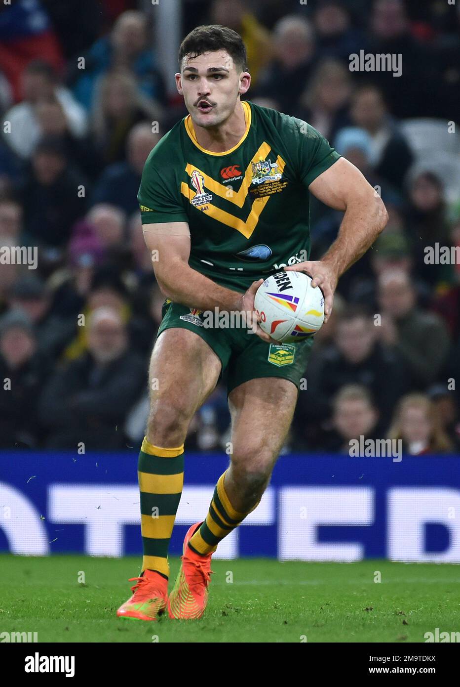 Australia's Nathan Cleary in action during the Rugby League World Cup ...