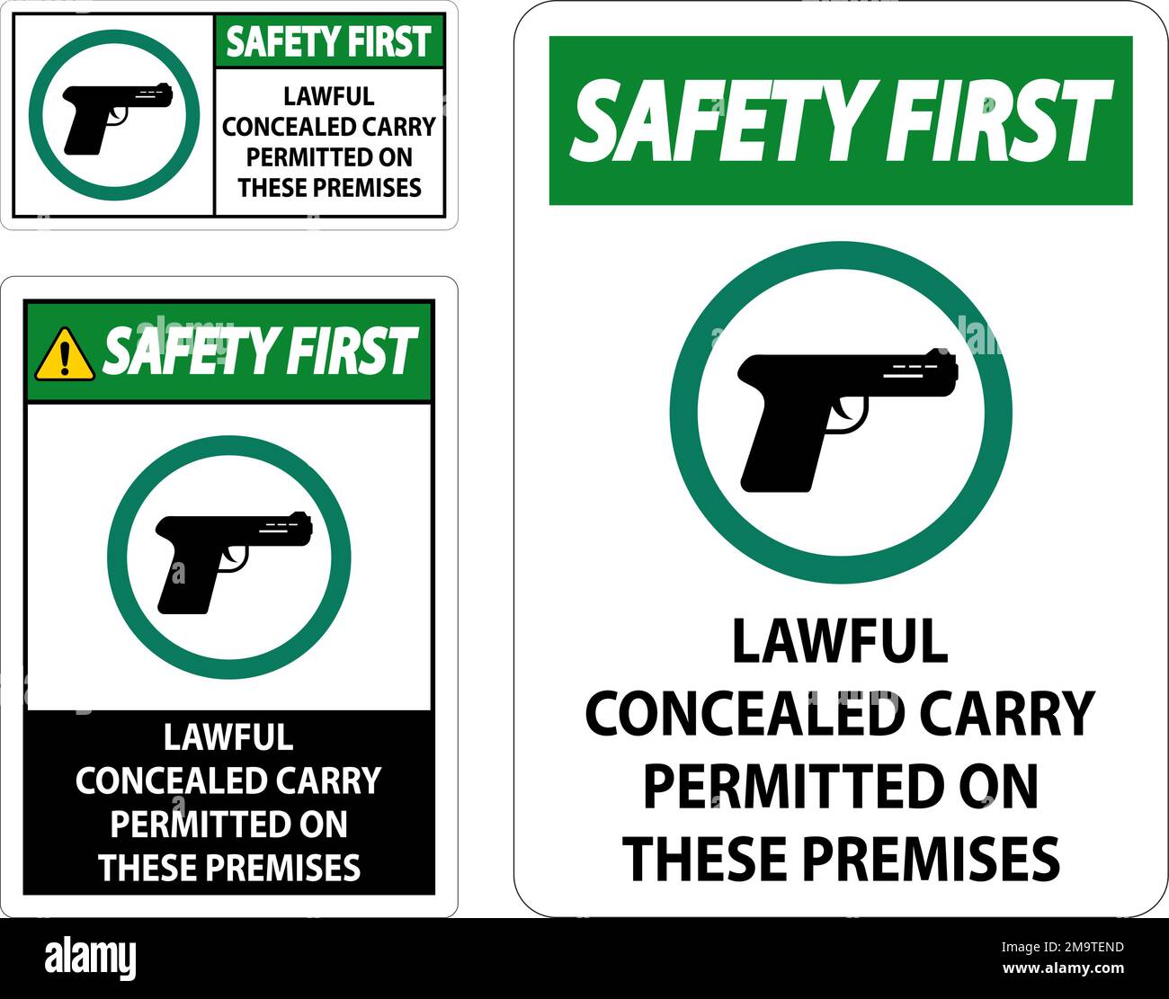 Safety First Firearms Allowed Sign Lawful Concealed Carry Permitted On ...