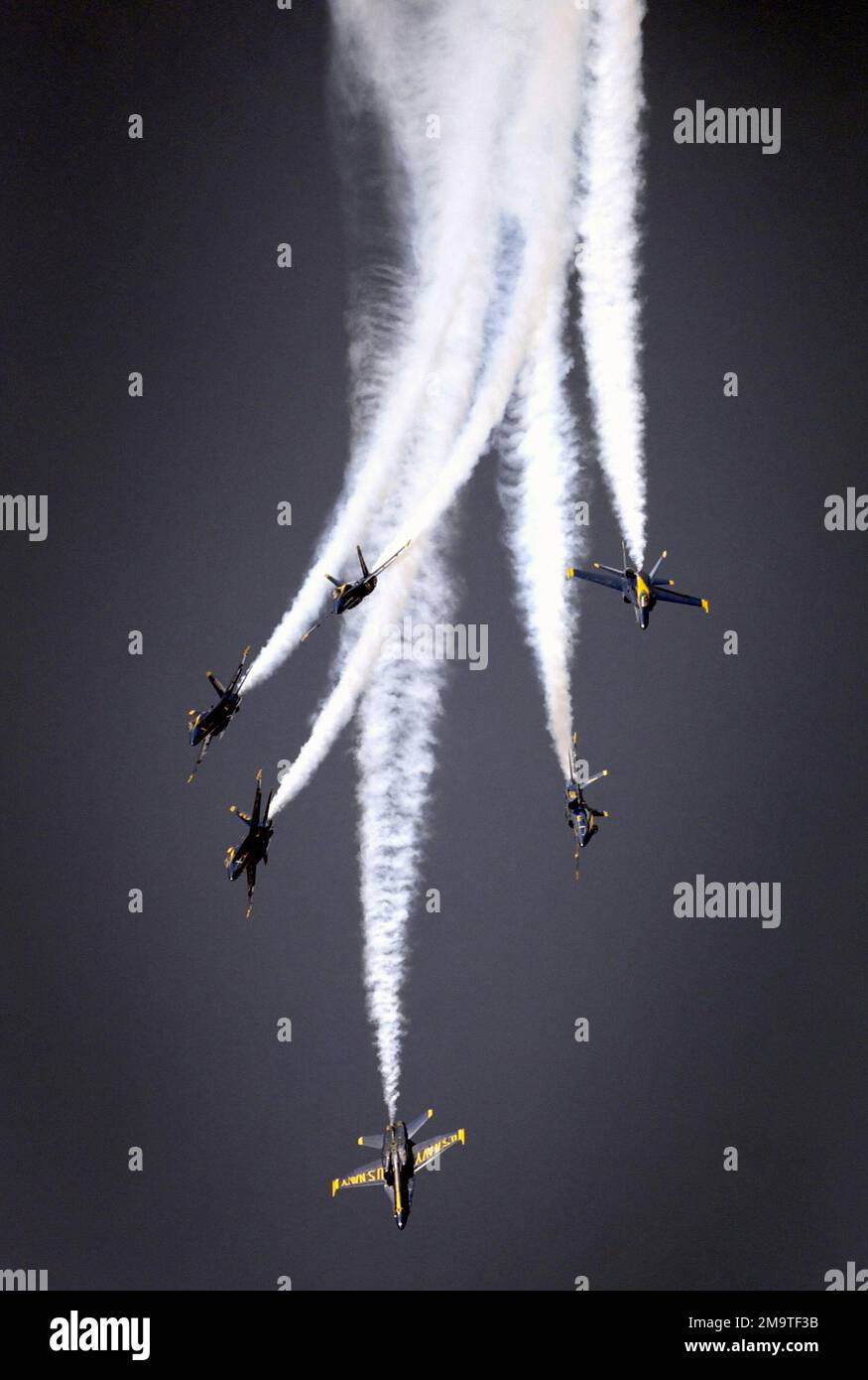 Six US Navy (USN) Blue Angels F/A-18C Hornet aerial demonstration team ...