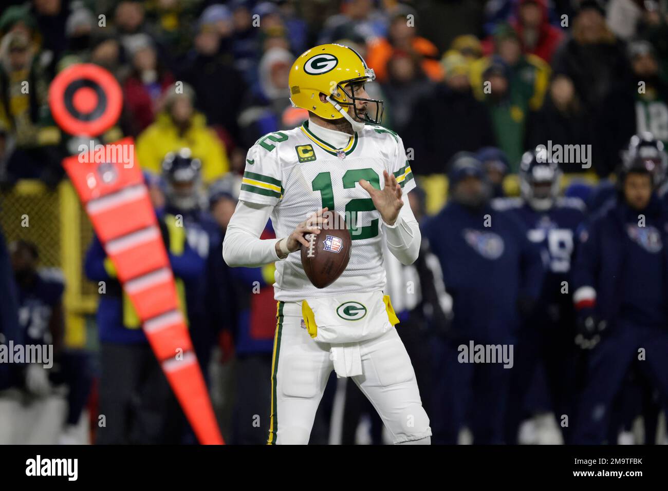 Green Bay Packers quarterback Aaron Rodgers (12) during an NFL football ...