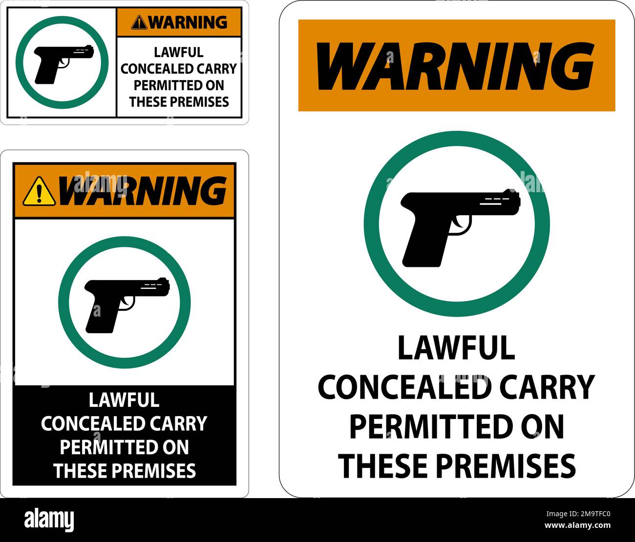 Warning Firearms Allowed Sign Lawful Concealed Carry Permitted On These ...