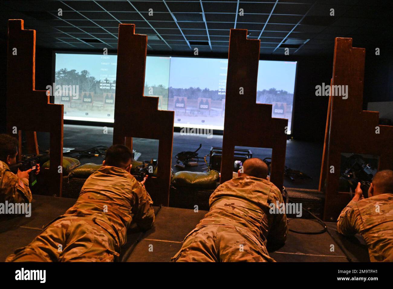 The soldiers 492nd AG Company are completing weapons simulation ...