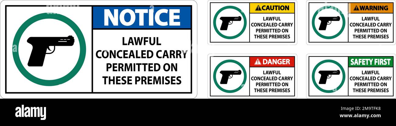 Notice Firearms Allowed Sign Lawful Concealed Carry Permitted On These ...