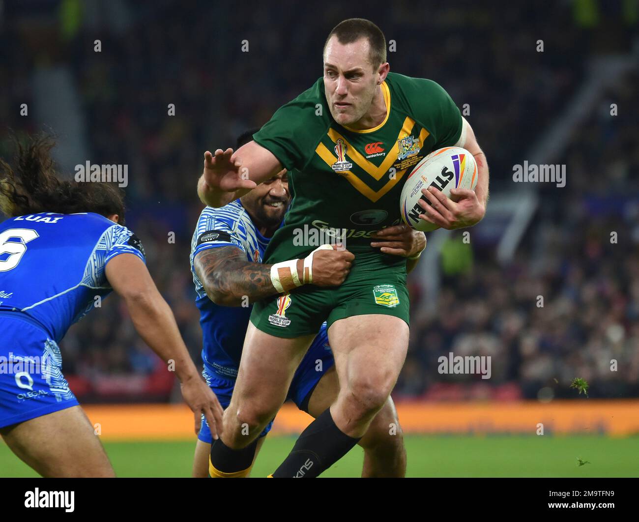 Australia's Isaah Yeo fights for the ball during the Rugby League World ...