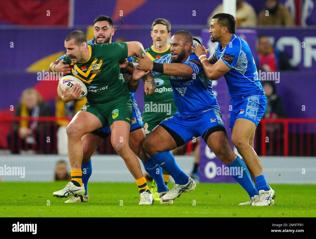 Australia's Reagan Campbell-Gillard, left, fights for the ball during ...