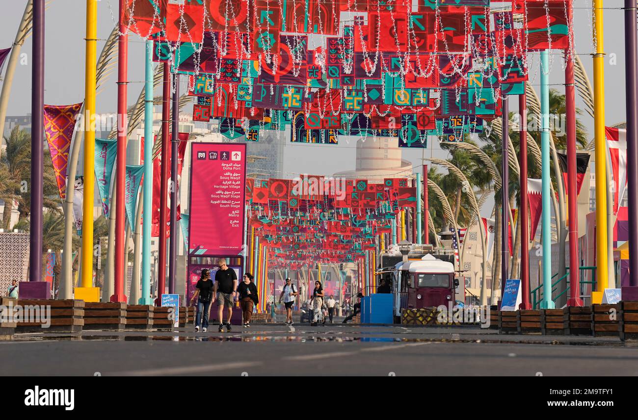 The fan zone at the Doha Corniche is awaiting soccer fans on the day ...