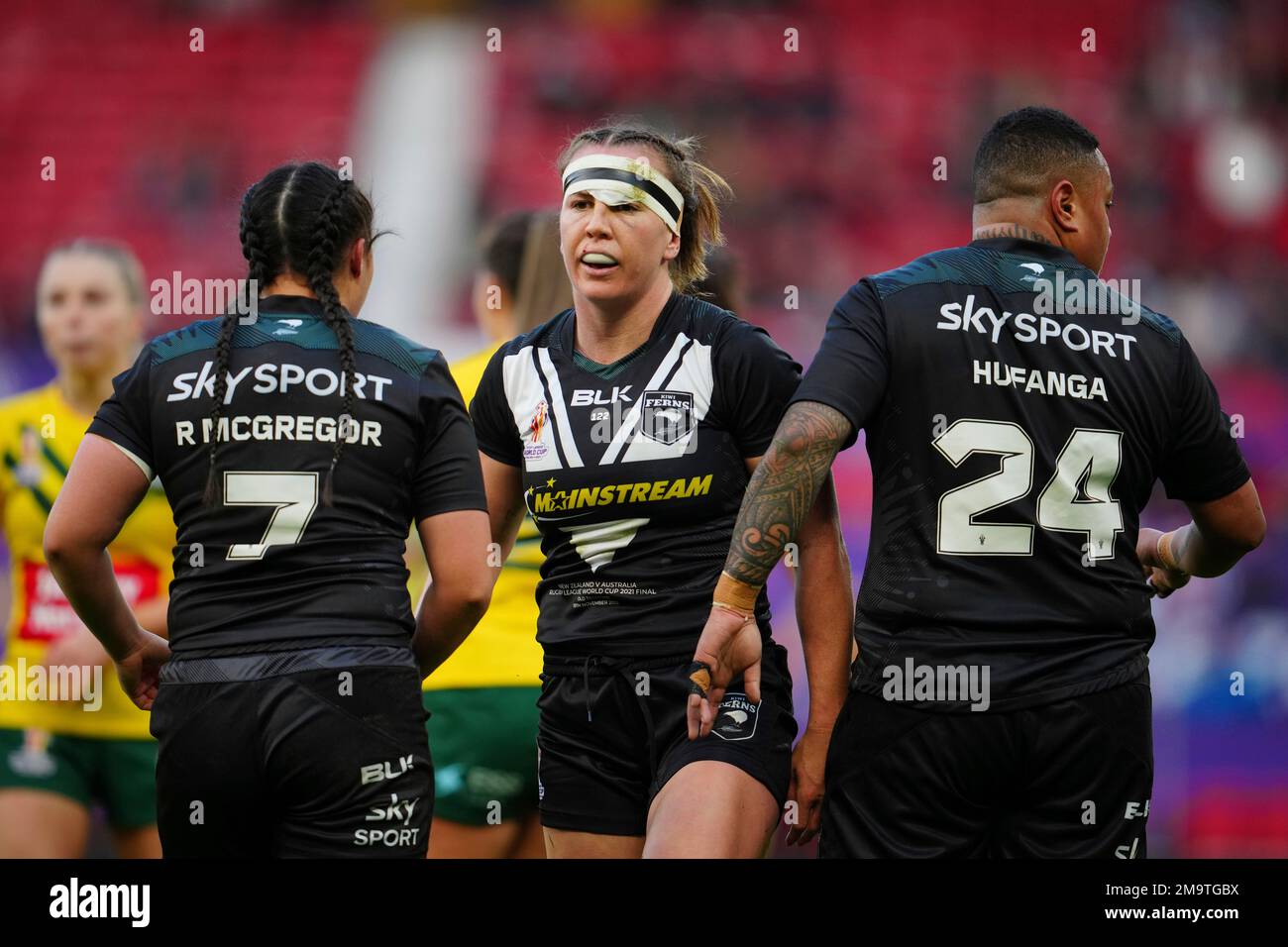 New Zealand's Georgia Hale, center, during the Women's Rugby League ...