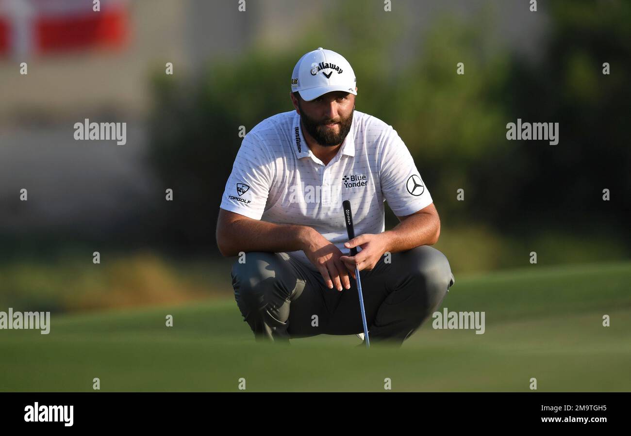 Jon Rahm of Spain is checking the 17th green during DP World Tour ...
