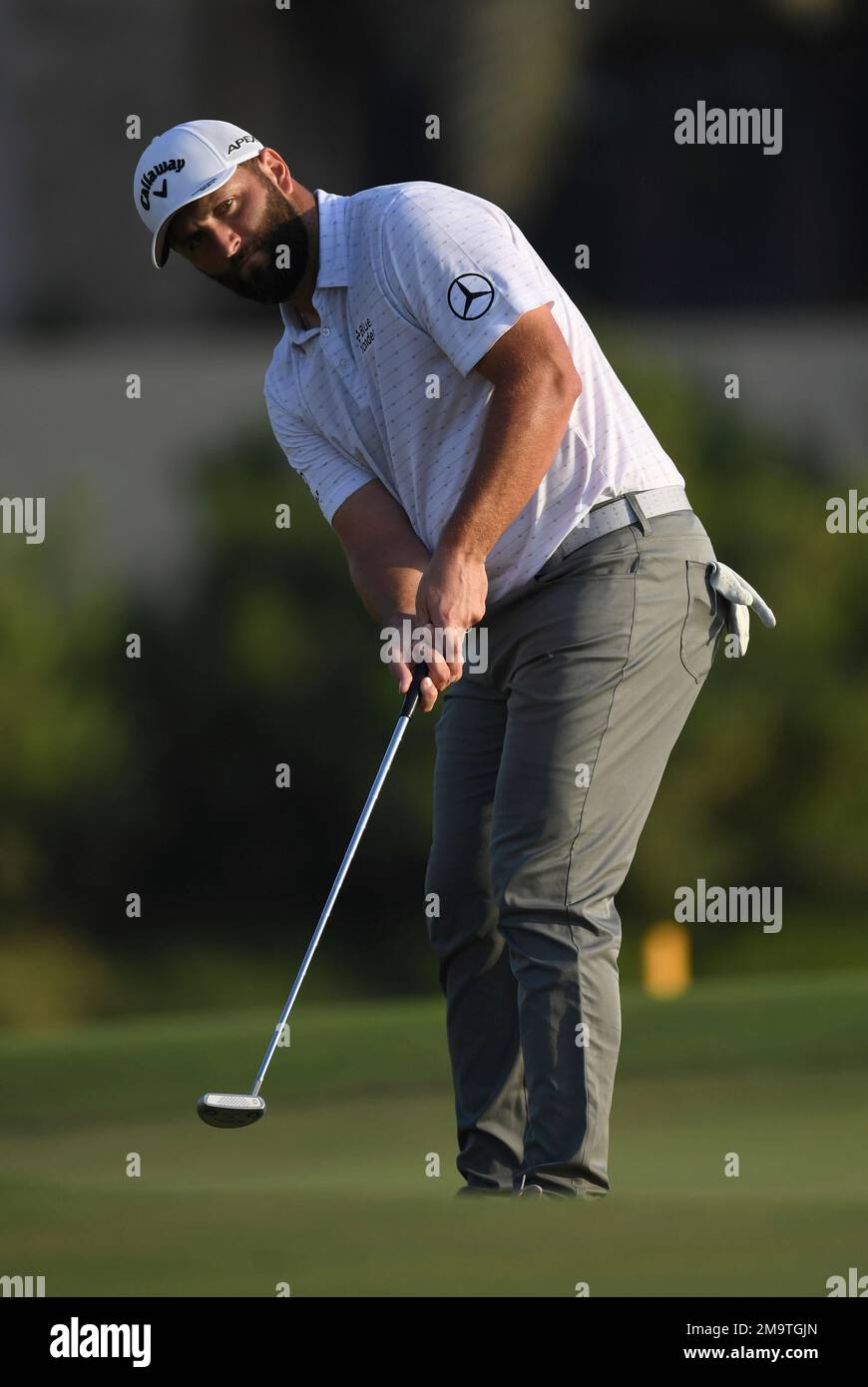 Jon Rahm of Spain is putting on the 17th green during DP World Tour ...
