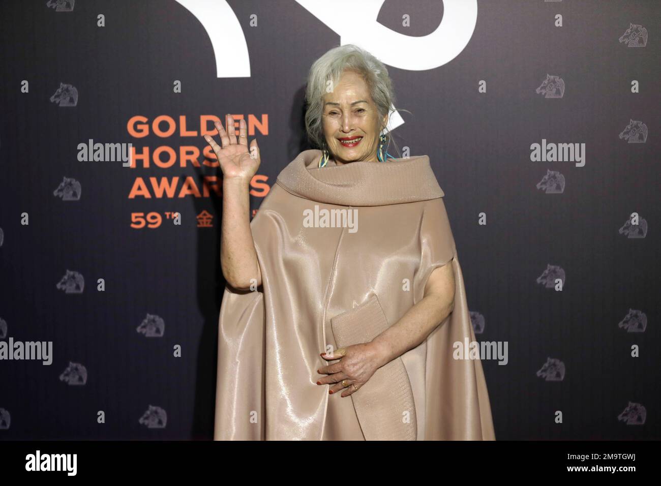 Taiwanese actress Kagaw Piling arrives at the 59th Golden Horse Awards in Taipei, Taiwan ...