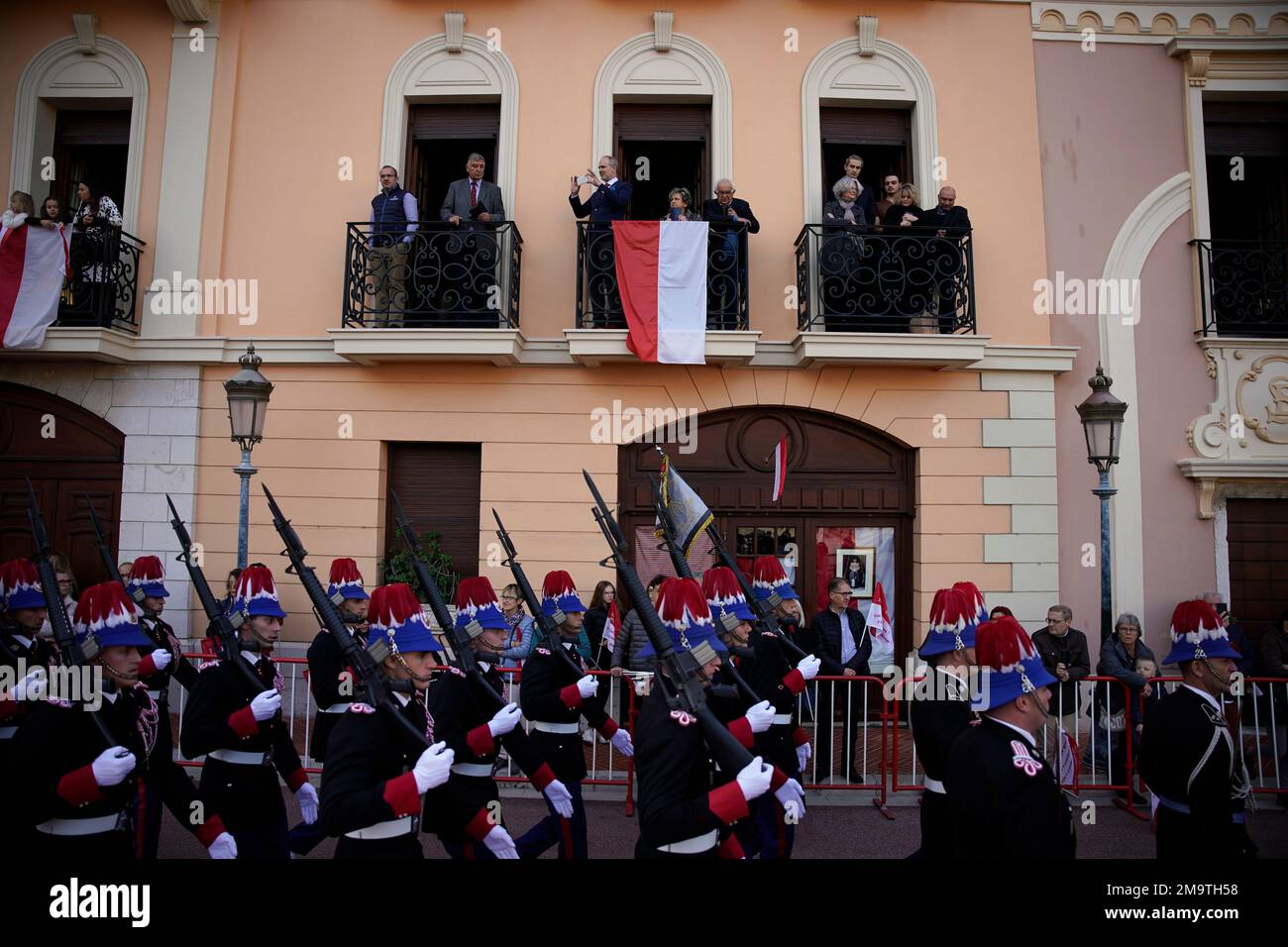 Guards parade outside the Monaco Cathedral on their way to the Monaco ...